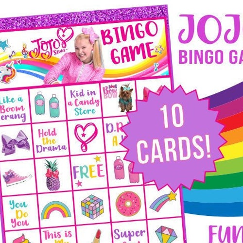 Jojo Siwa Bingo Printable Game 10 Cards a Calling Card | Etsy