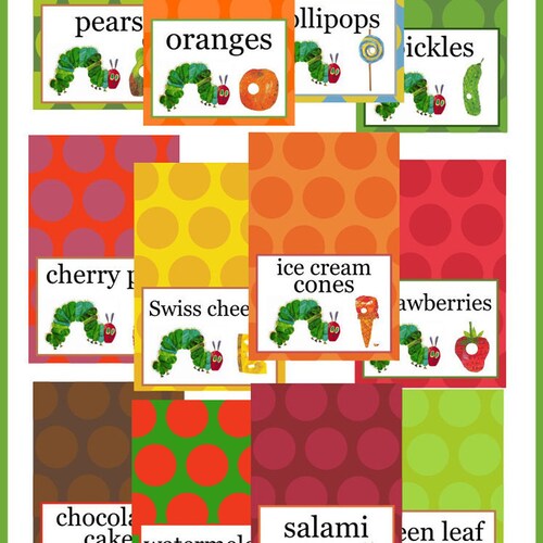 Very Hungry Caterpillar 16 Printable Party Food Cards Free - Etsy
