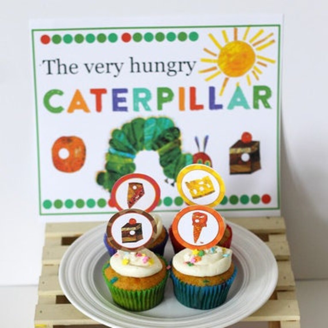 Very Hungry Caterpillar 2 Cupcake Toppers INSTANT - Etsy