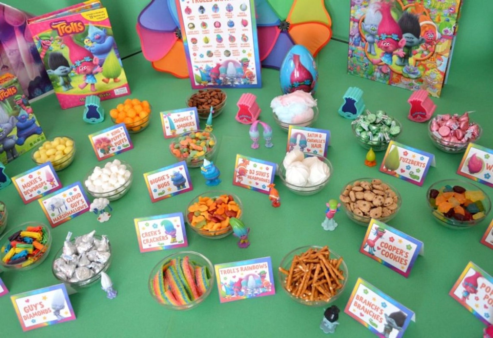 18 Trolls Inspired PREFILLED (NOT EDITABLE) Printable Party Tented Food ...