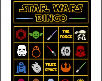 20 Printable Star Wars Bingo Cards Boys or Girls Birthday Party Game ...