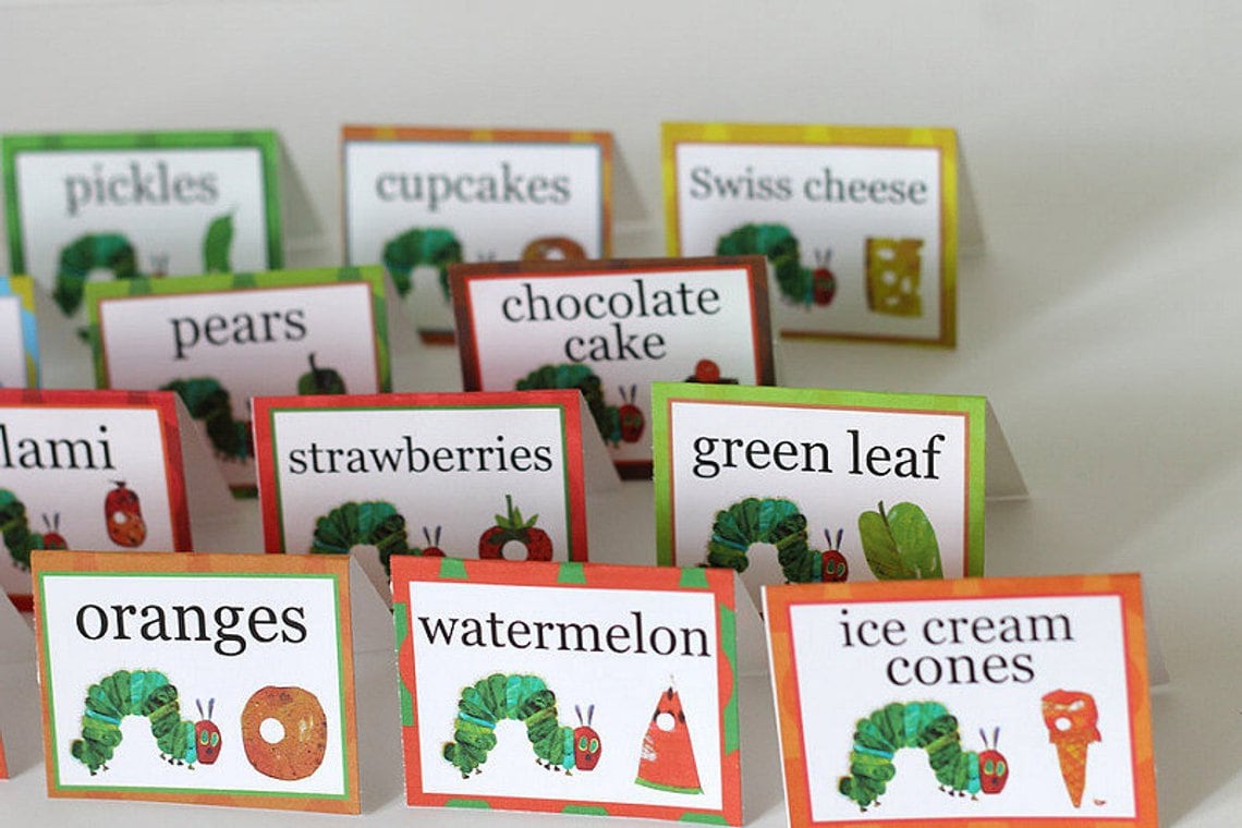 Very Hungry Caterpillar 16 Printable Party Food Cards Free - Etsy Canada