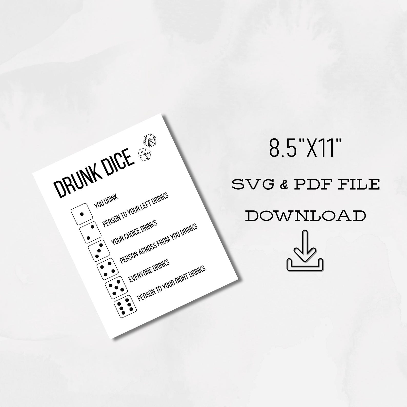 Drunk Dice Left Right Drink Fun & Easy at Home Adult Drinking Game SVG ...