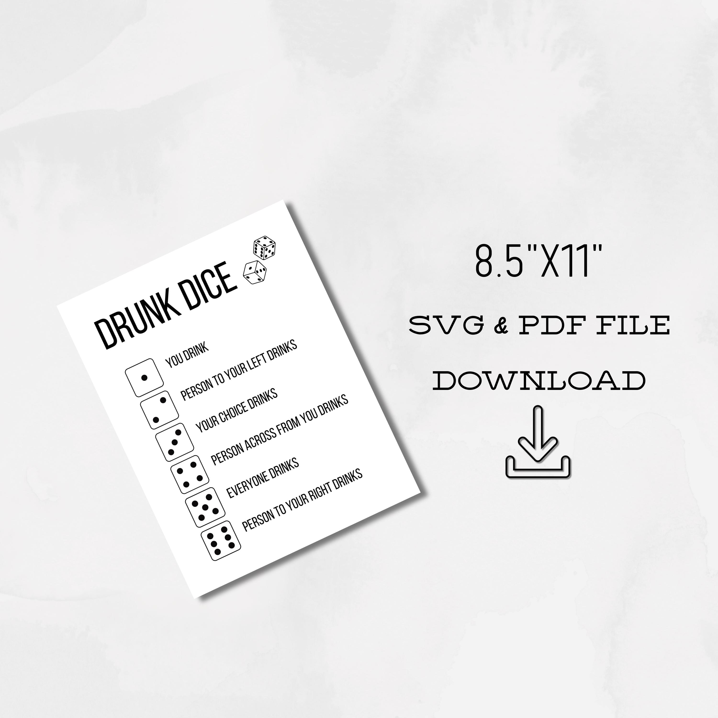 Drunk Dice Left Right Drink Fun & Easy at Home Adult Drinking Game SVG ...