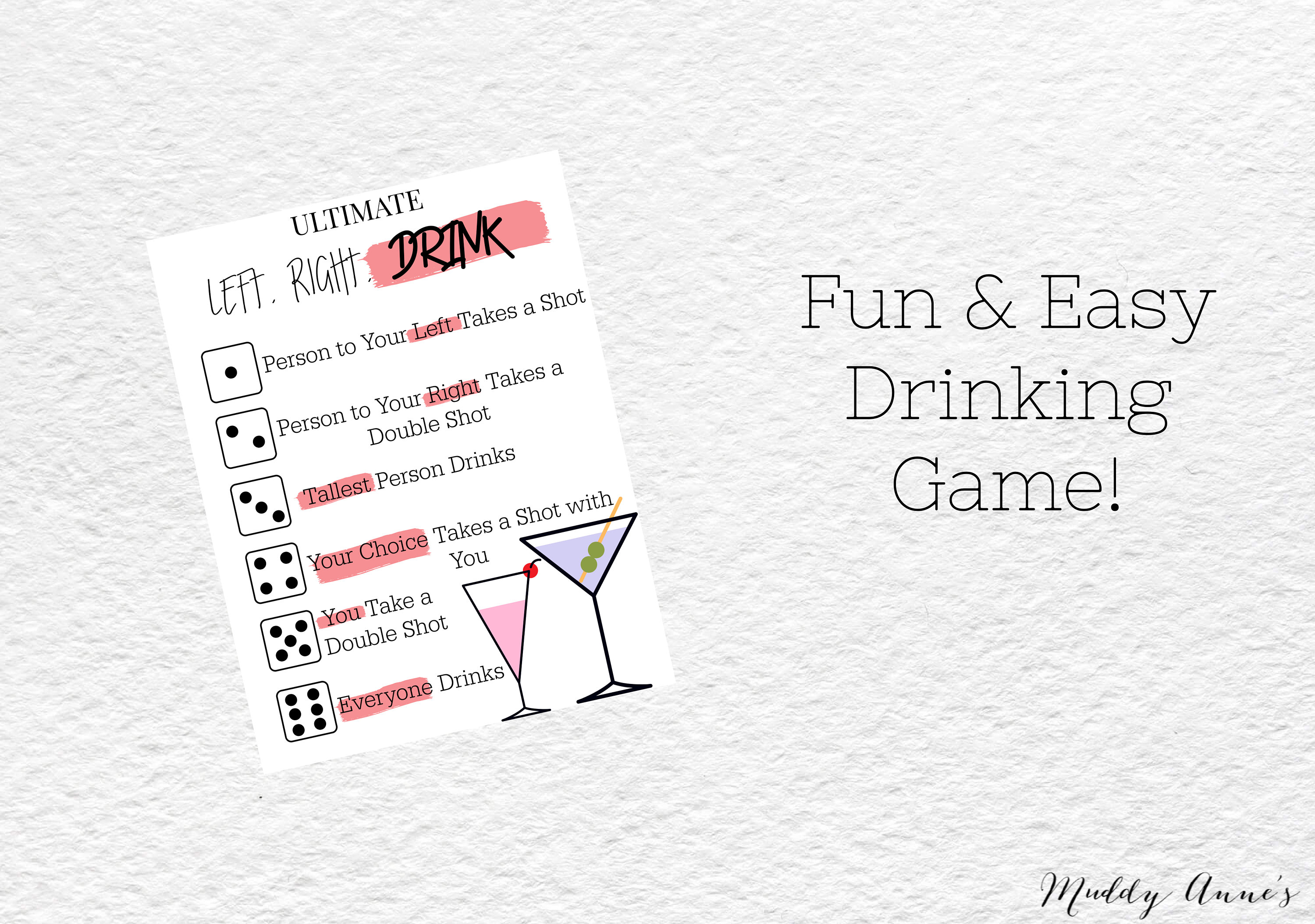 Ultimate Left Right Drink Downloadable/printable Fun and Easy Party ...