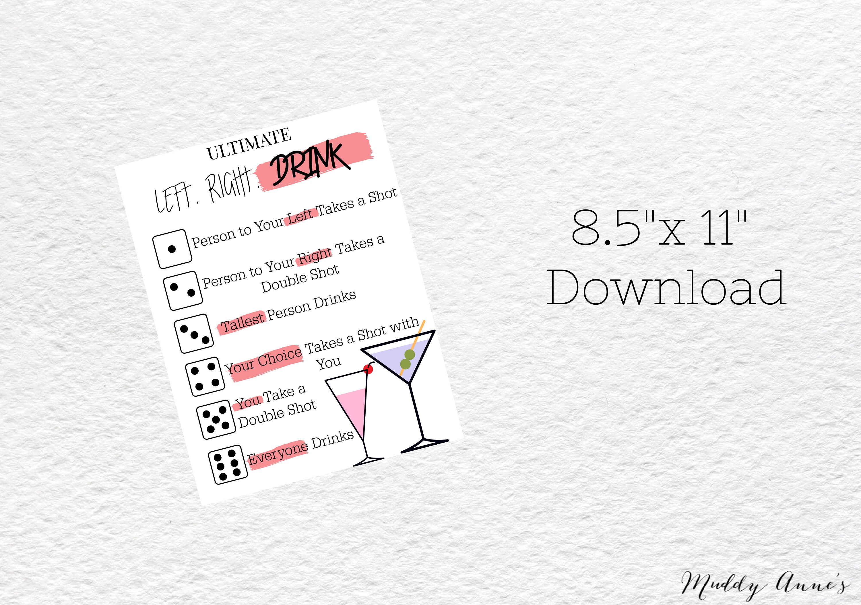 Ultimate Left Right Drink Downloadable/printable Fun and Easy Party ...