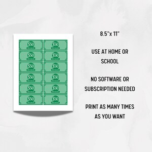 Play Money Printable Reward Bucks for Kids Classroom Homeschool Pretend ...