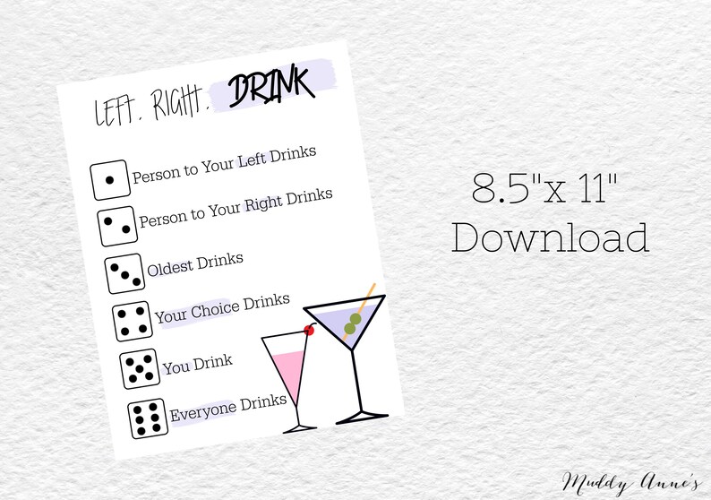 Left Right Drink Fun & Easy at Home Adult Drinking Game | Downloadable ...