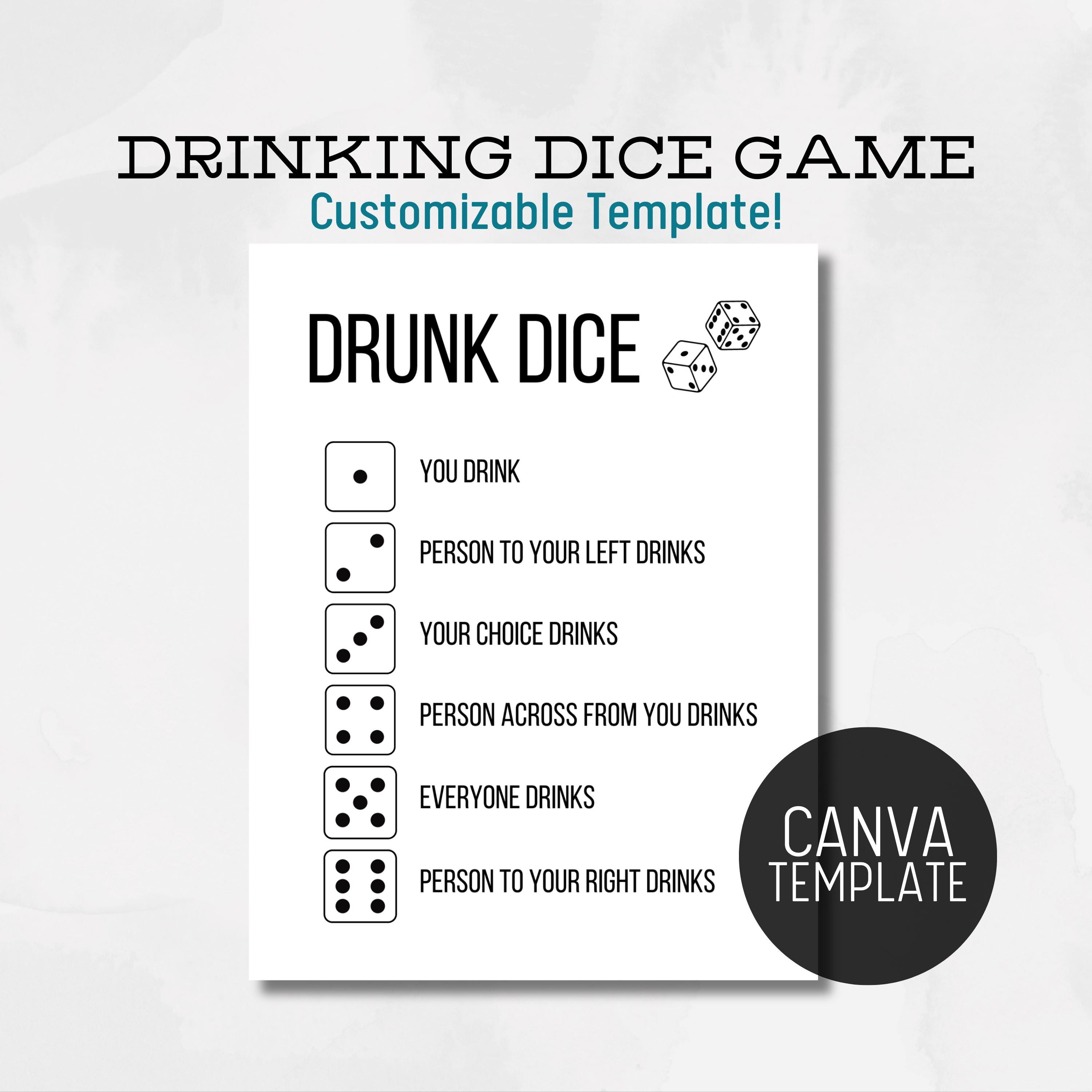 Drunk Dice Left Right Drink Template Customizable Edit at Home Adult ...