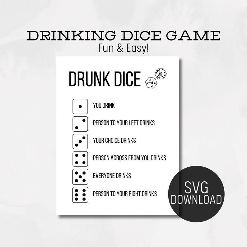 Drunk Dice Left Right Drink Fun & Easy at Home Adult Drinking Game SVG ...