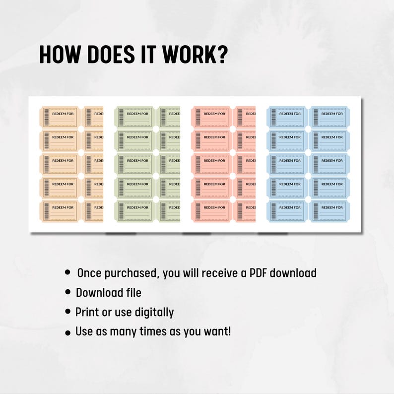 Printable Coupon Book Cards Blank Ticket Sheets Gift Voucher PDF ...