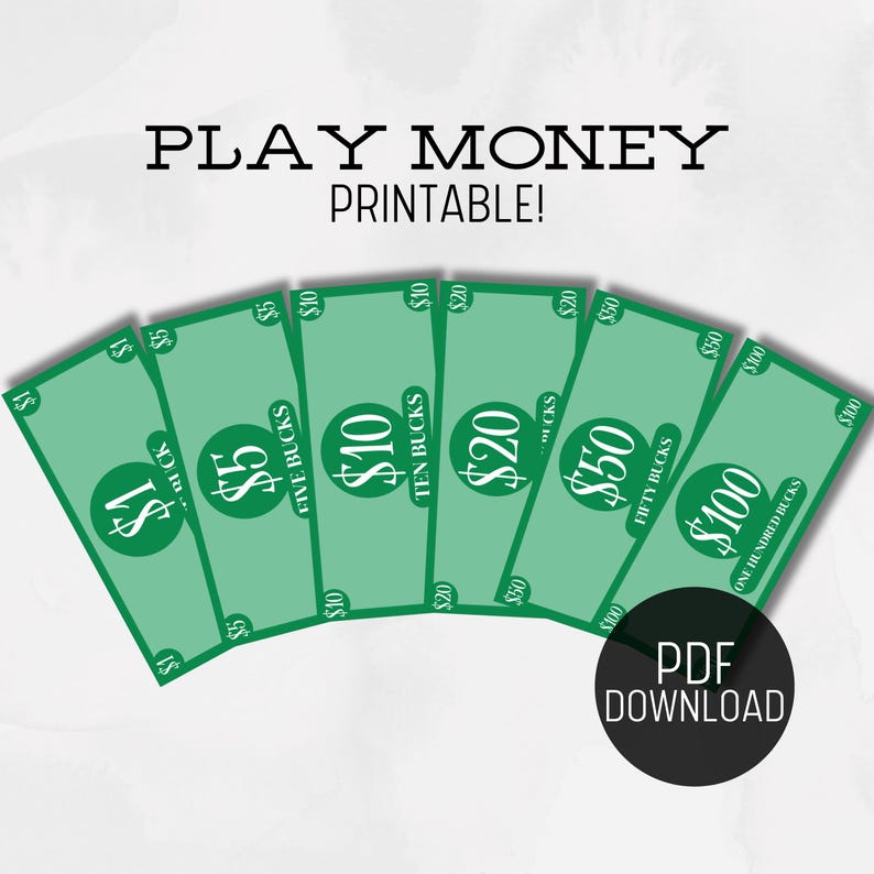 Play Money Printable Reward Bucks for Kids Classroom Homeschool Pretend ...