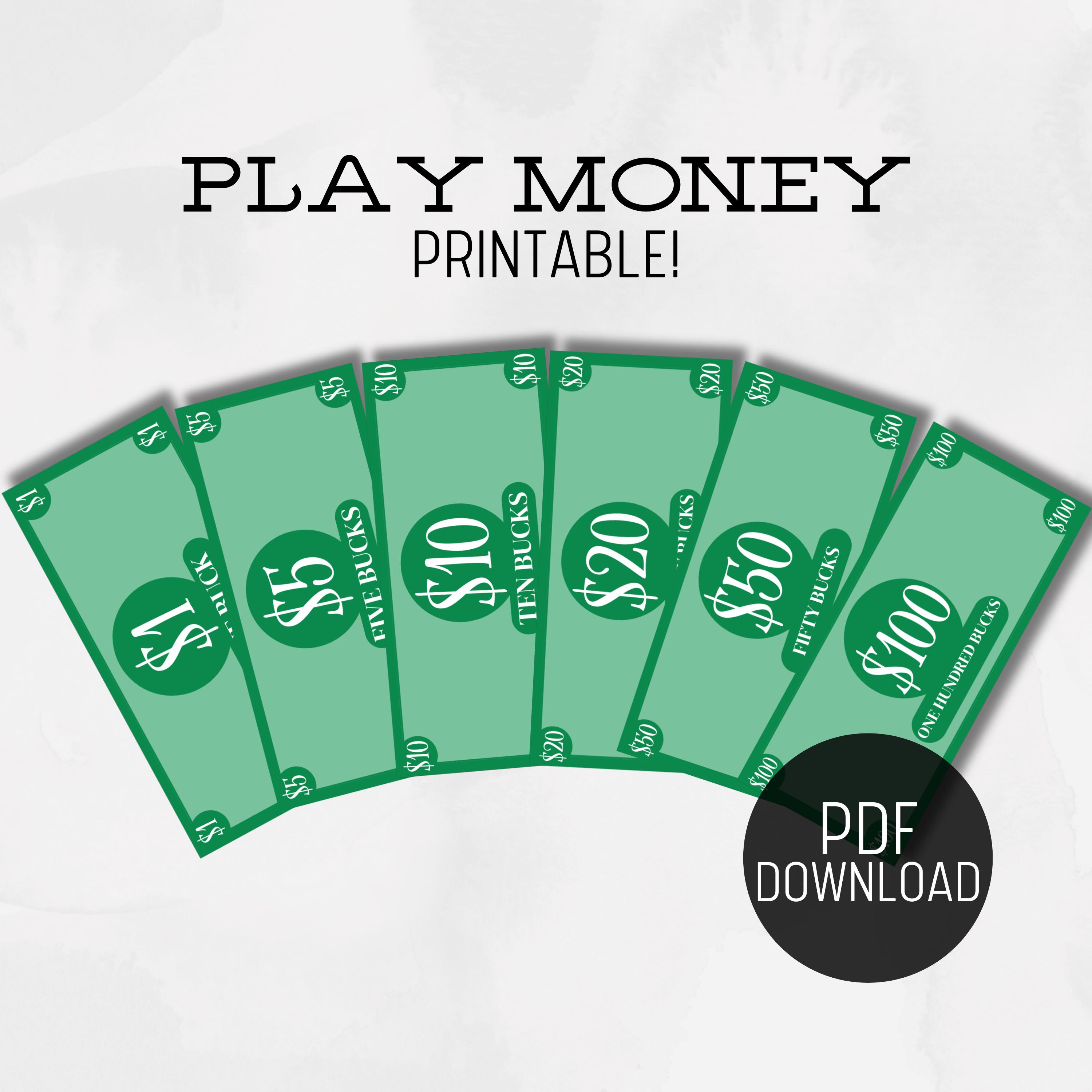 Play Money Printable Reward Bucks for Kids Classroom Homeschool Pretend ...