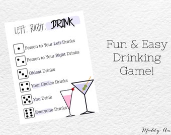 Left Right Drink Party Game Drunk Dice Game Drinking Games - Etsy