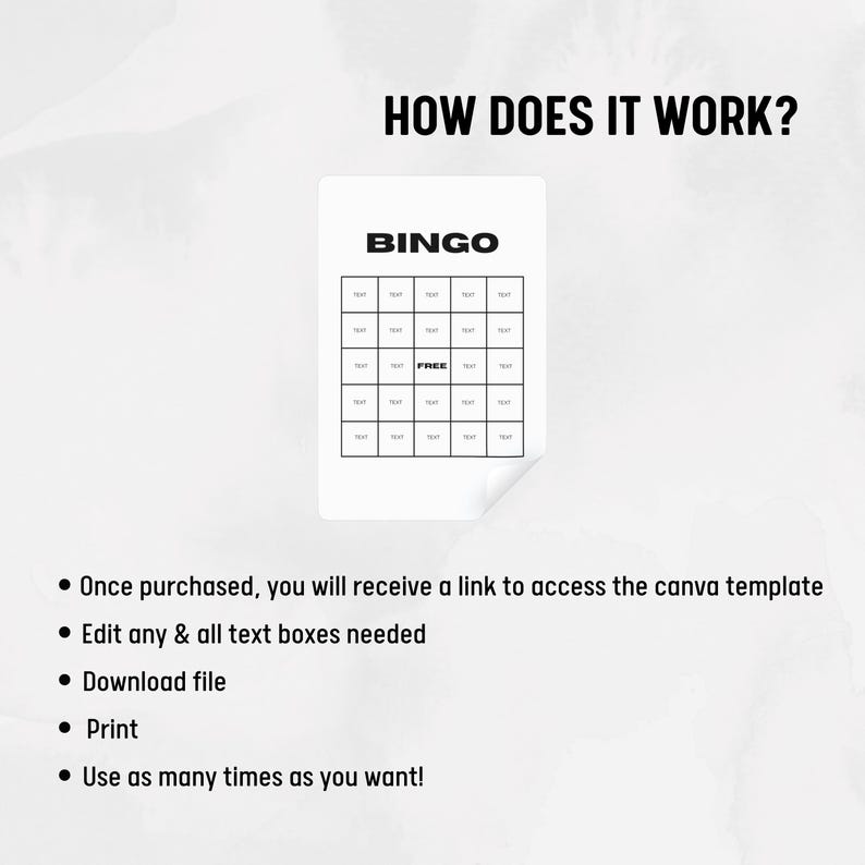 Bingo Card Template Blank Editable Party Drinking Bingo Game Printable Sheet Fun & Easy - Etsy