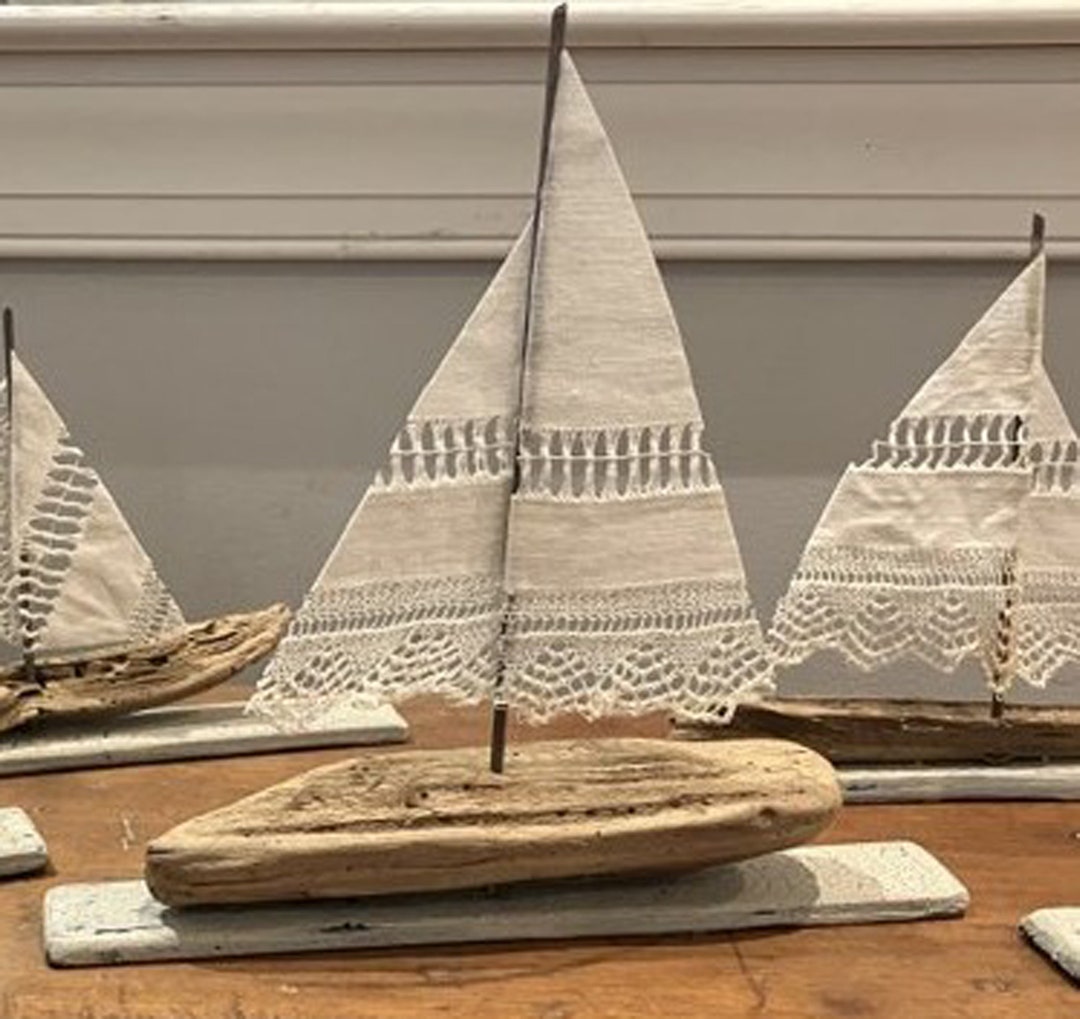 Driftwood Sailboat With Vintage Linen Sails - Etsy Canada