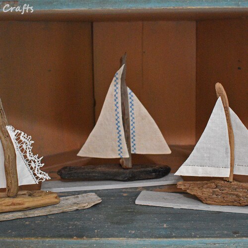 Driftwood Sailboat With Vintage Linen Sails - Etsy Canada