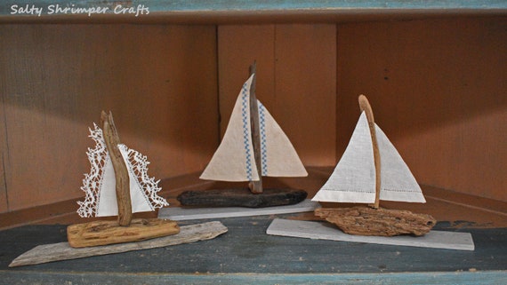 Driftwood Sailboat With Vintage Linen Sails - Etsy Canada