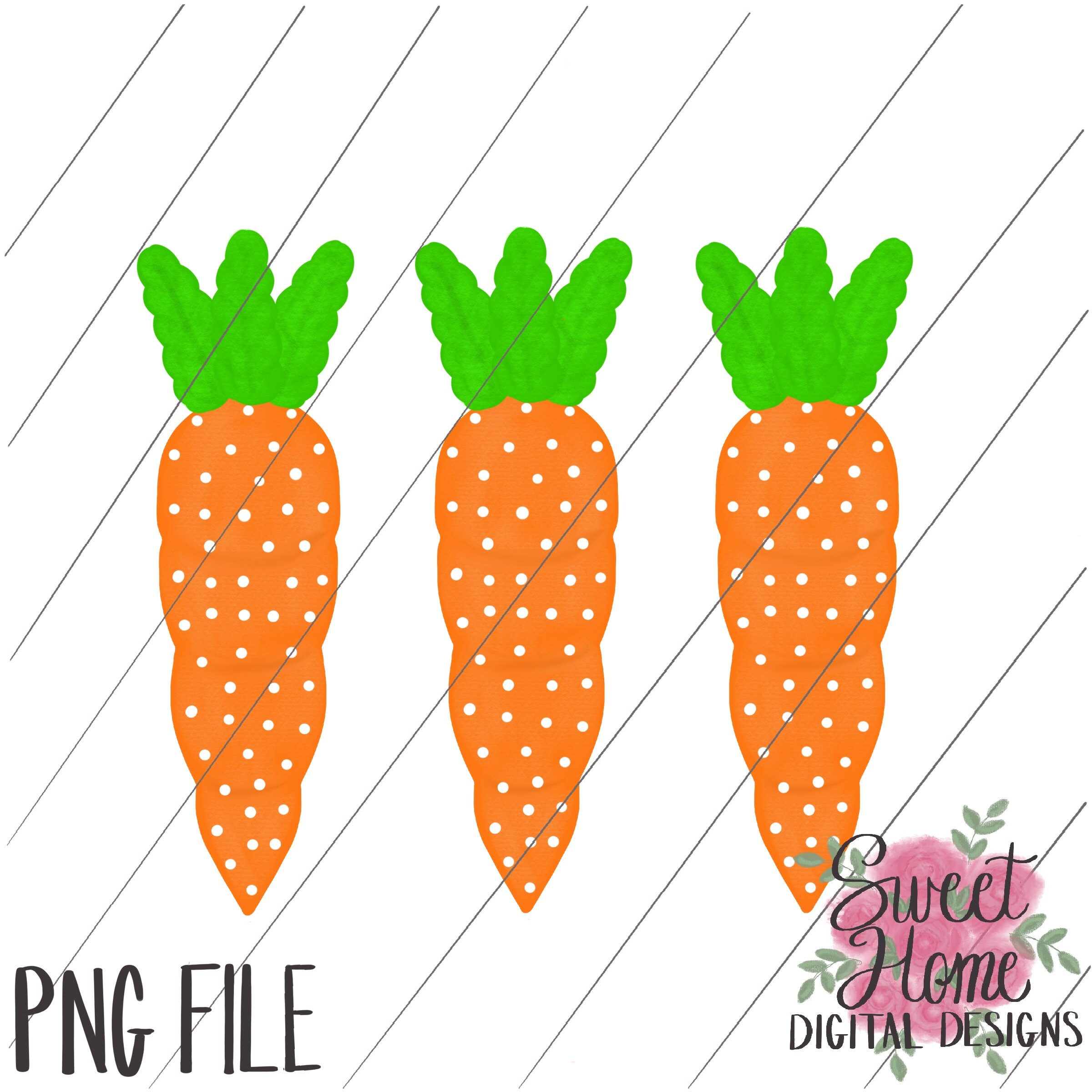 Polka Dot Carrot Trio for Easter PNG for Sublimation or Printing on ...