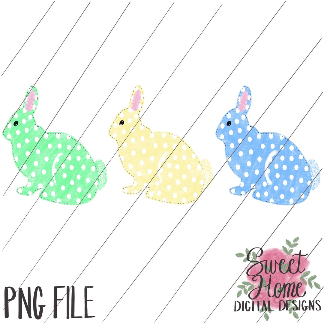 Boy Dot Easter Bunny Rabbit Trio PNG for Sublimation or Printing on ...