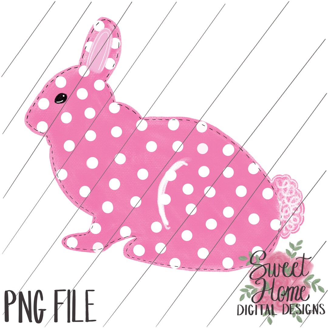 Pink Polka Dot Easter Bunny Rabbit PNG for Sublimation or Printing on ...