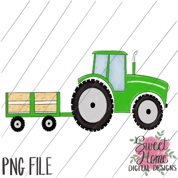 Green Tractor With Wagon Trailer PNG for Sublimation or - Etsy
