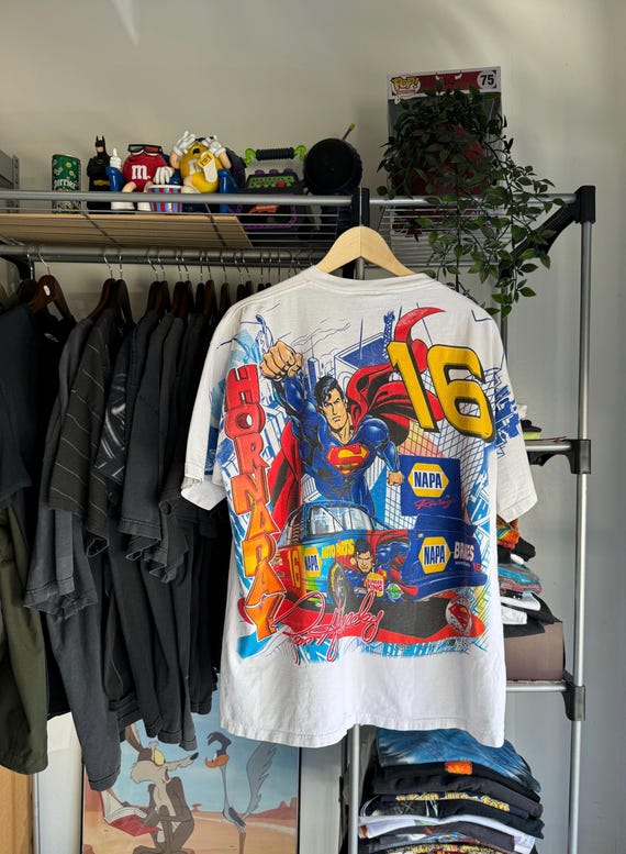 Vintage 1999 Superman Ron Hornaday NASCAR AOP Shirt - Gem
