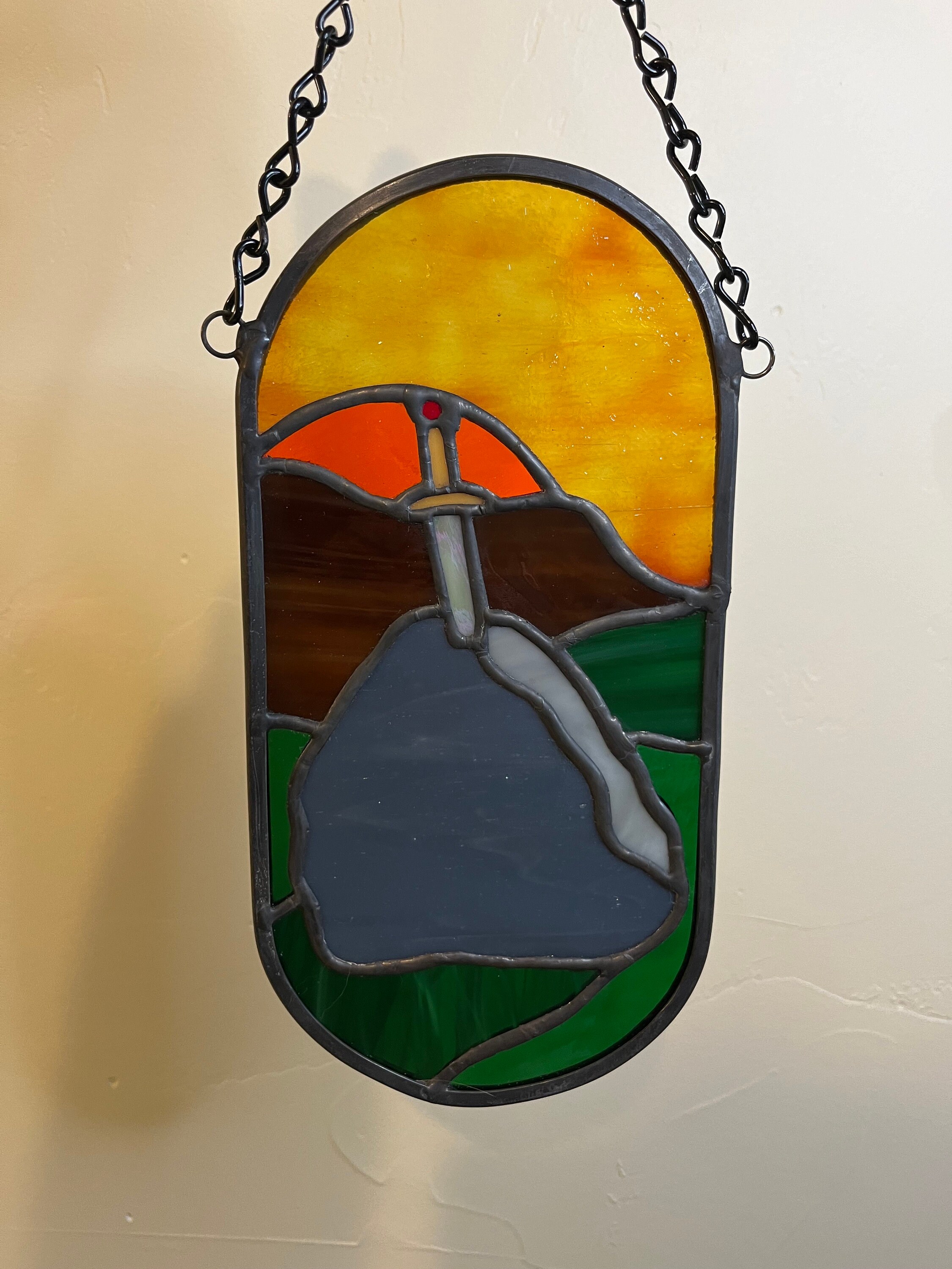 Sword in Stone Stained Glass Hanger - Etsy