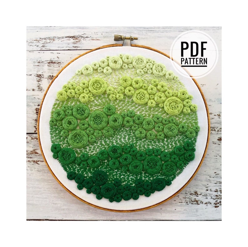 Textured Ombre Rosette Embroidery Digital Download PDF Pattern - Etsy