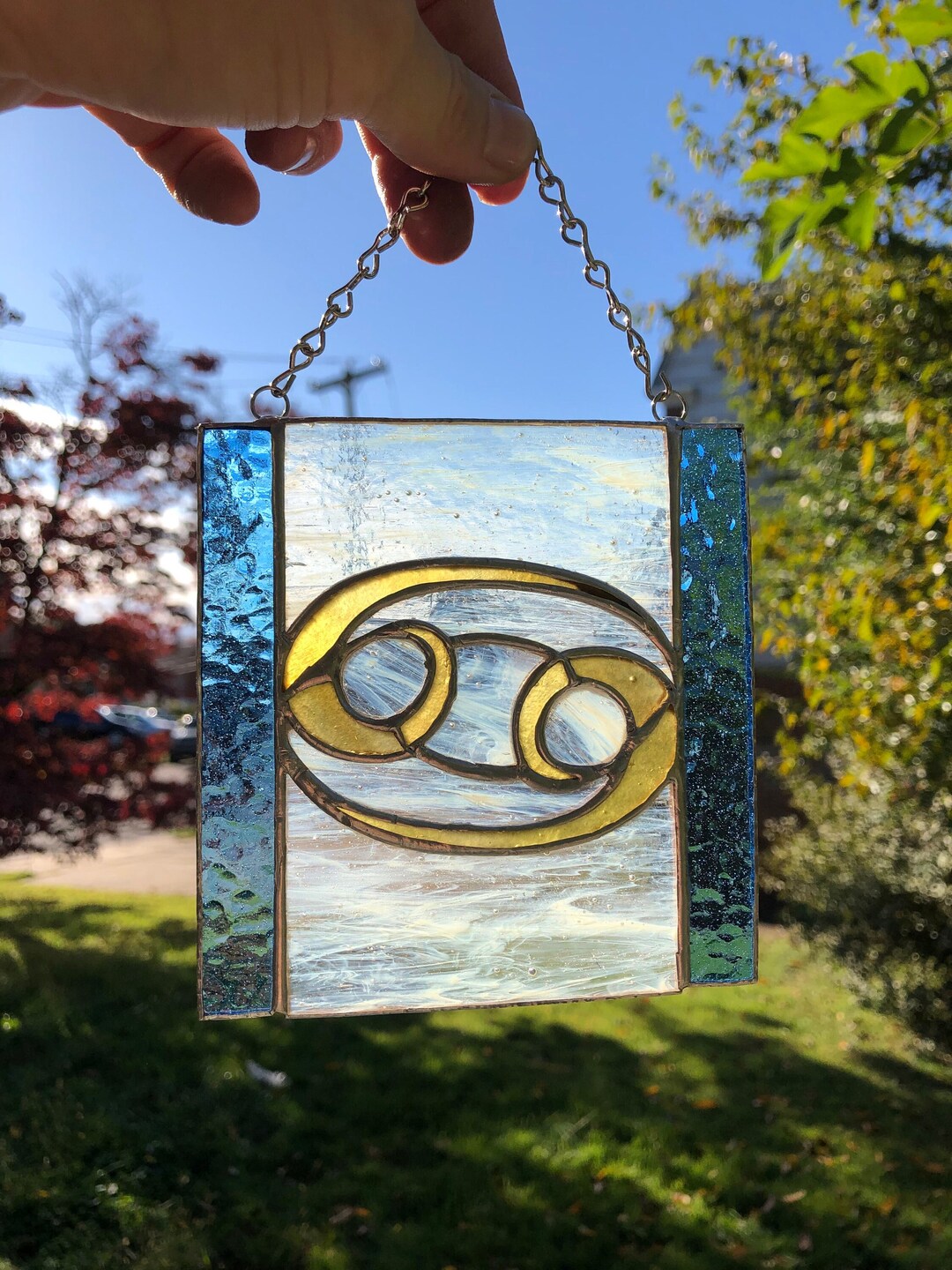 Cancer Zodiac Symbol Stained Glass Suncatcher - Etsy