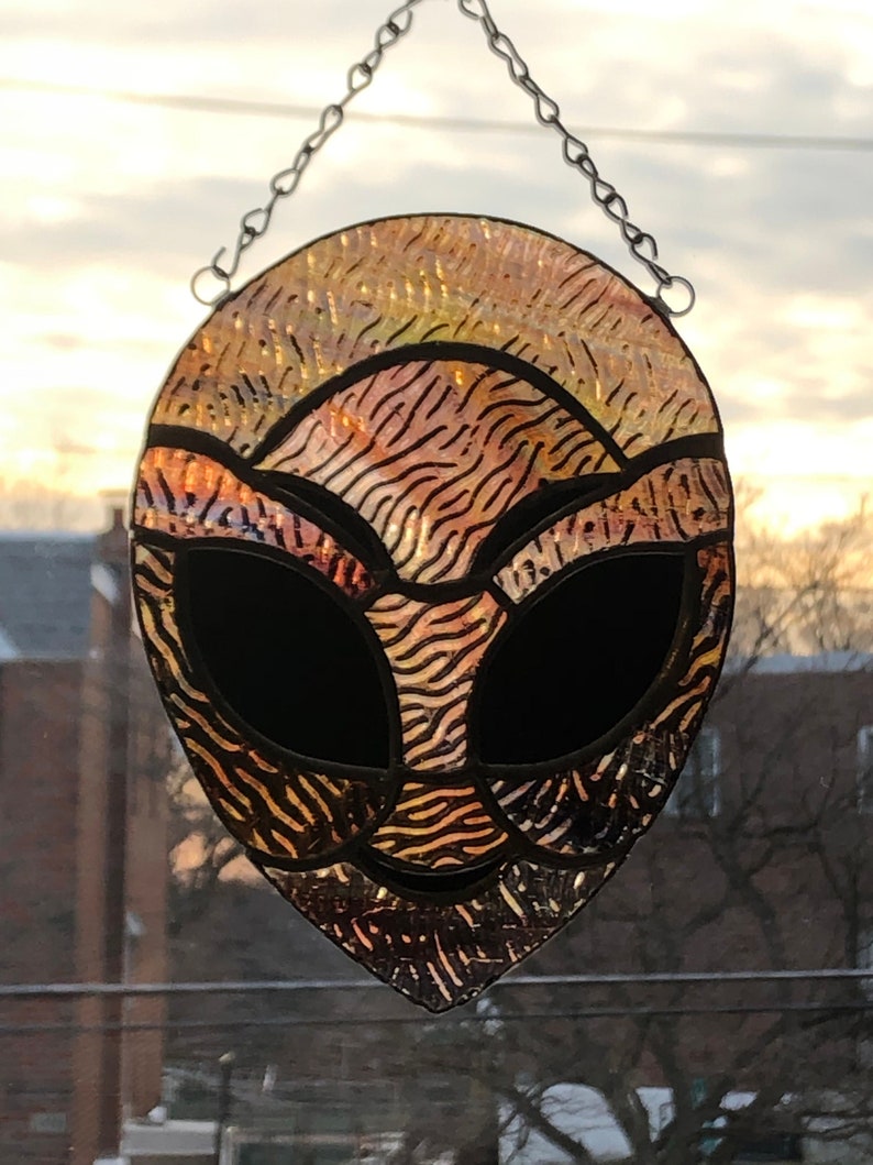 Alien Mask Stained Glass Suncatcher - Etsy