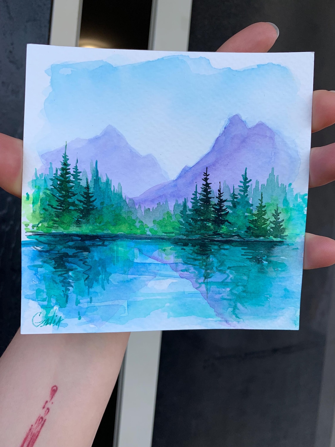 Mysterious Forest Watercolor Painting Small Art Forest Artwork ...