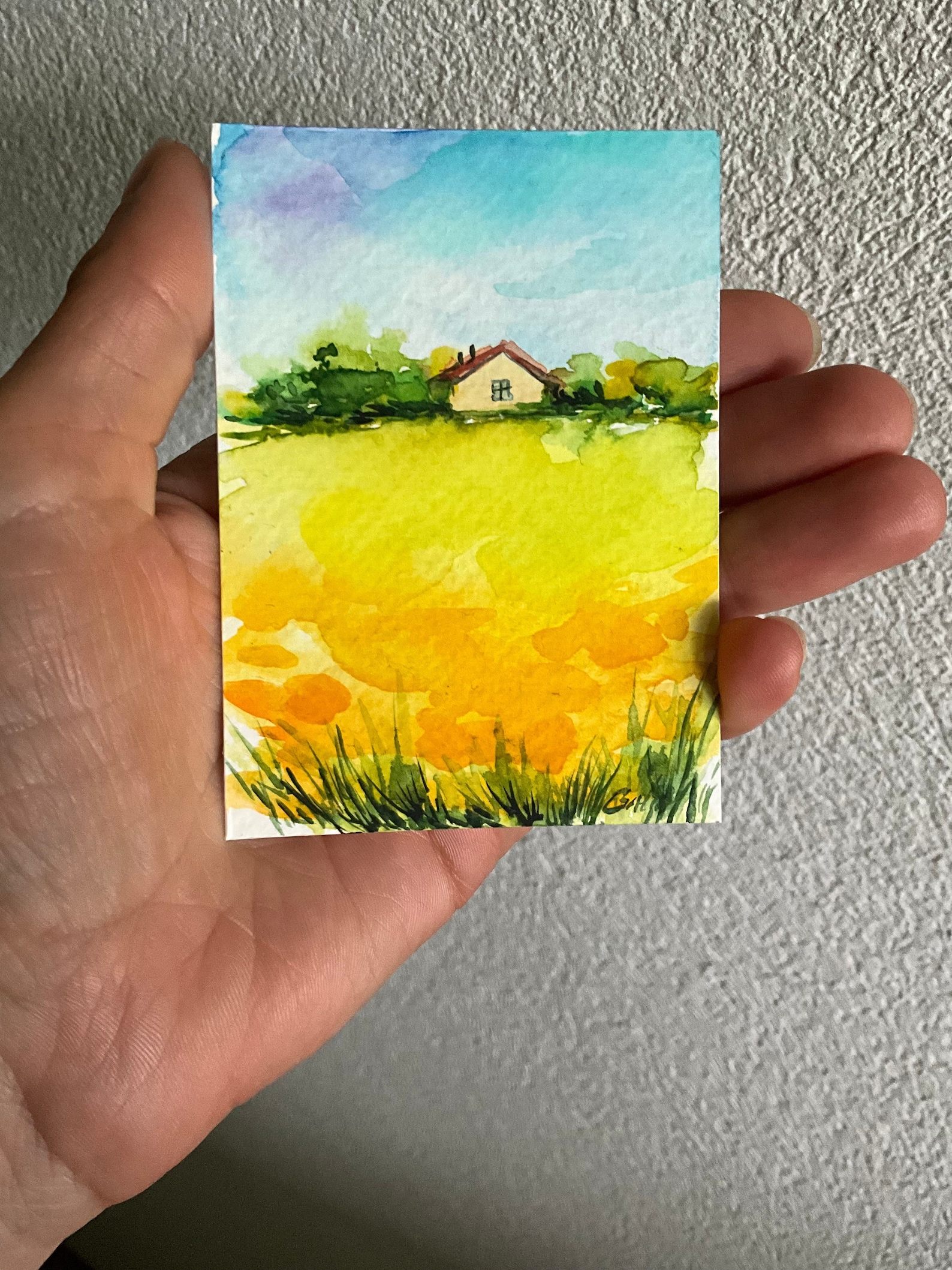 Original ACEO Ukrainian Field ACEO Card Original Watercolor ACEO ...