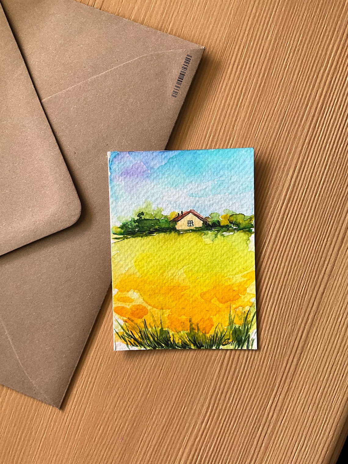 Original ACEO Ukrainian Field ACEO Card Original Watercolor ACEO ...