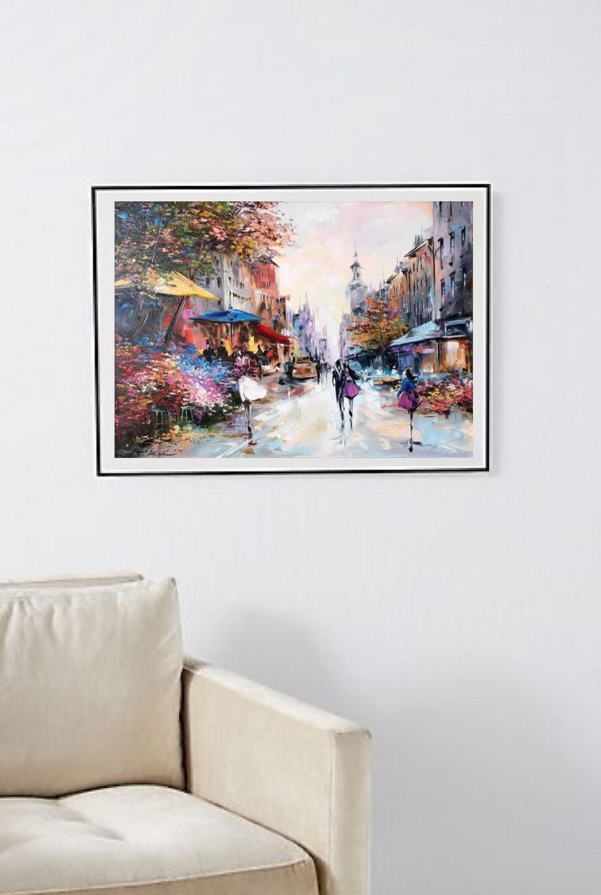 Paris Cityscape Painting Print Abstract City Artwork Wall Art Wall ...