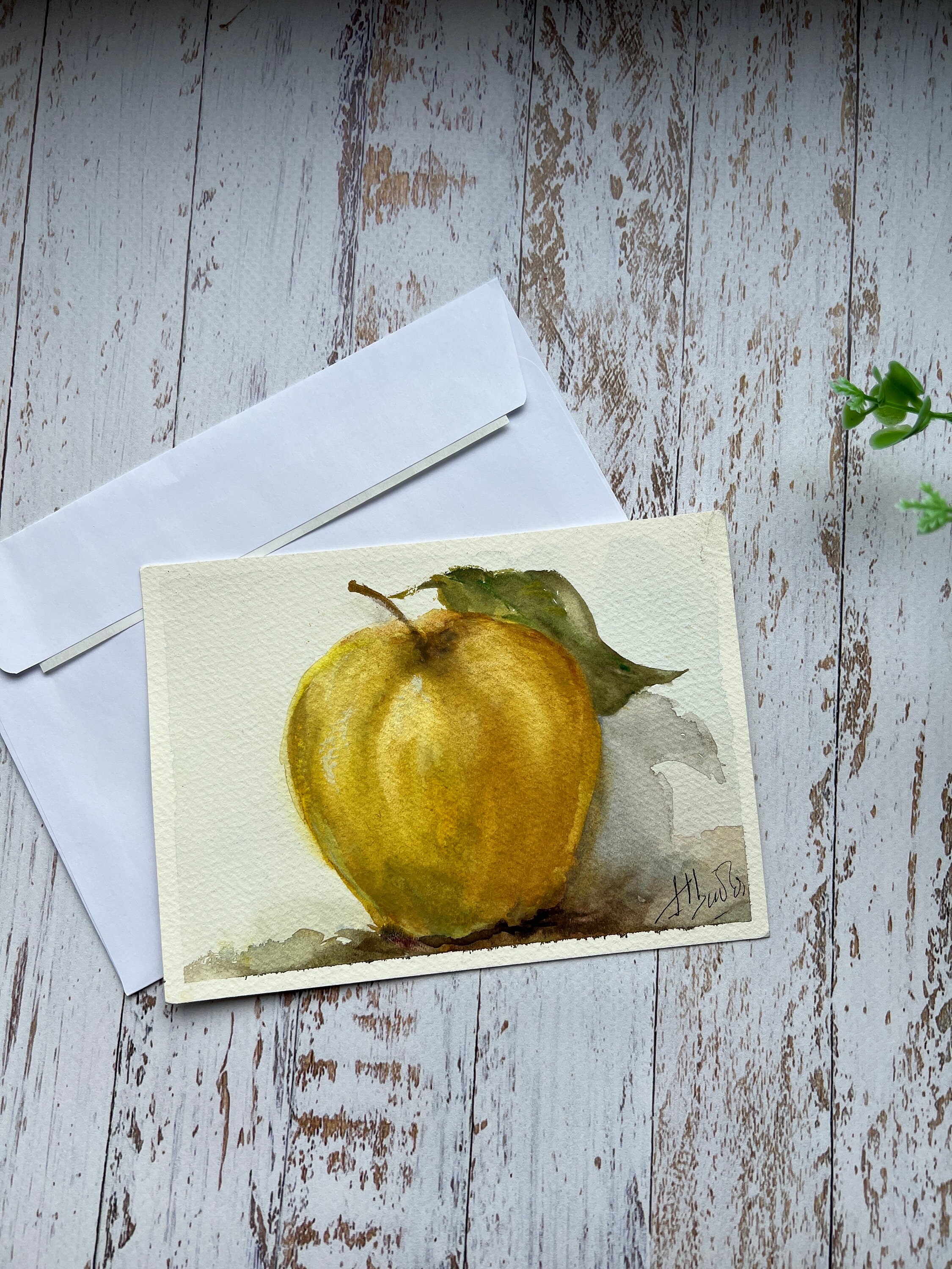 Watercolour Postcard Handmade Original Postcard Apple Watercolour ...