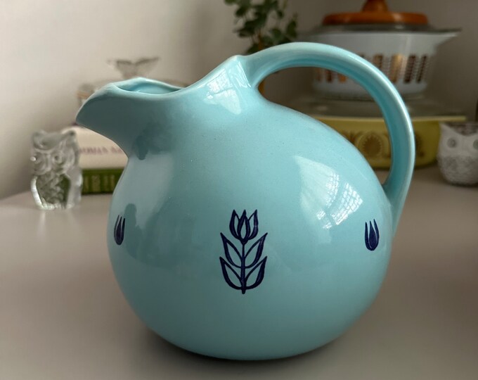 Cronin Pottery Blue Tulip Pitcher - Etsy