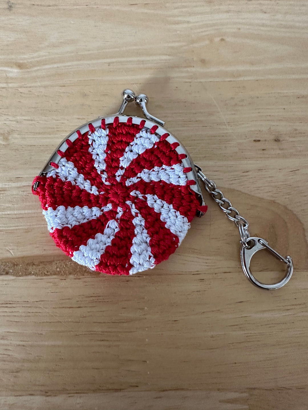 Crocheted Peppermint Kiss Lock Coin Purse - Etsy