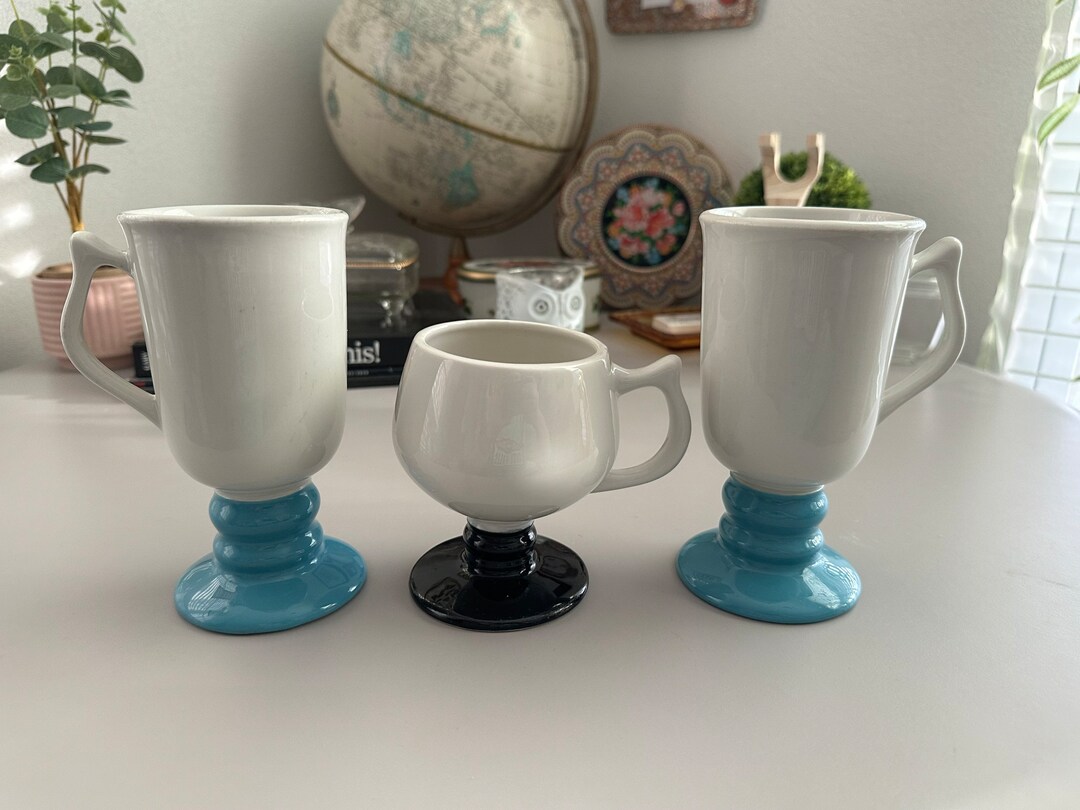 Set of 3 Mid-century Hall Pottery Pedestal Mugs - Etsy