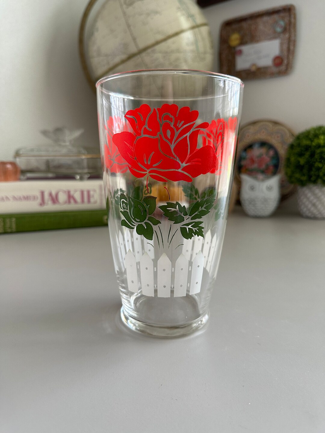 Hazel Atlas Extra Large Rose Picket Fence Iced Tea Drinking Glass - Etsy