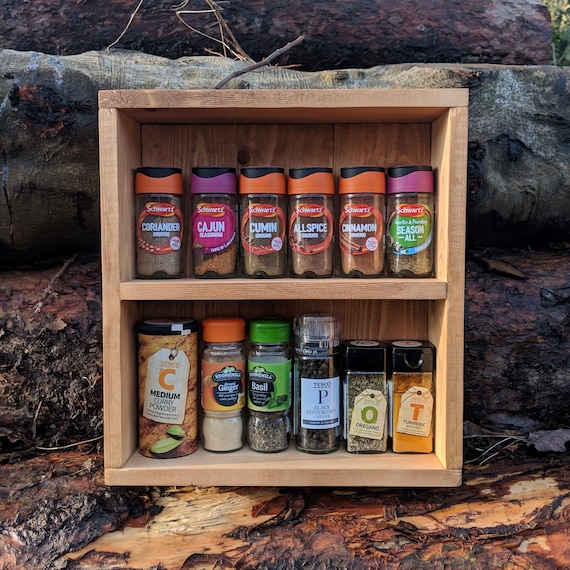 Handmade Wooden Spice Rack Rustic solid Wood Robust | Etsy