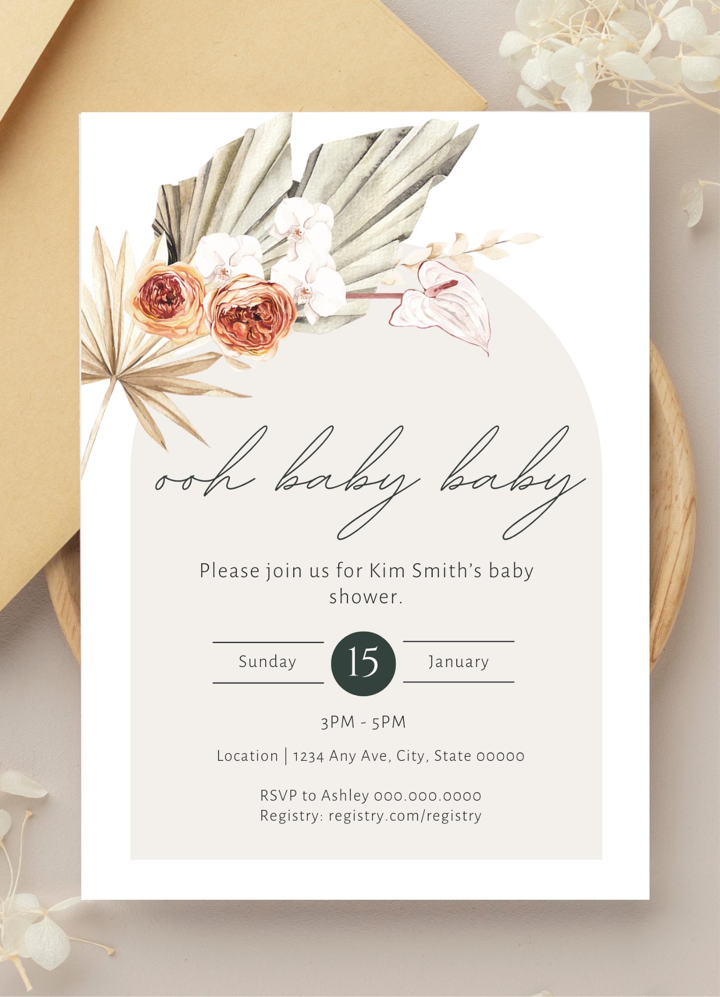 Classic Modern Baby Shower Invitation, Neutral Tones, Customizable - Etsy