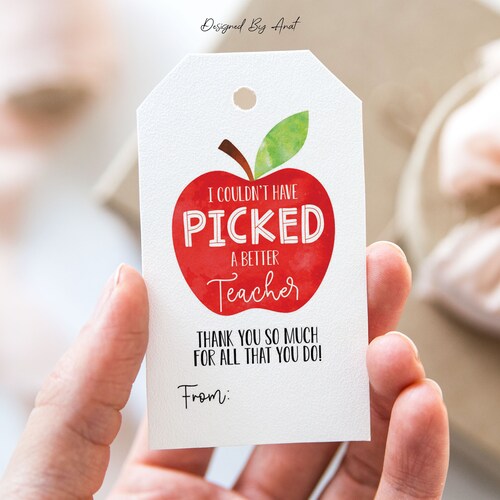 Apple Gift Tag for Teacher / Teacher Appreciation Printable - Etsy