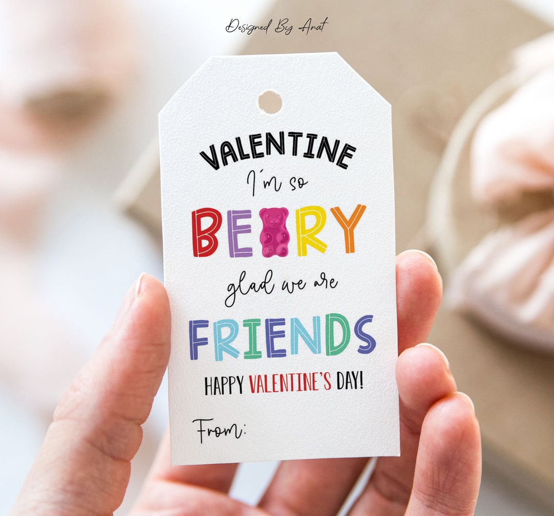 Valentine I'm so Beary Glad We Are Friends Tag, Printable Happy ...
