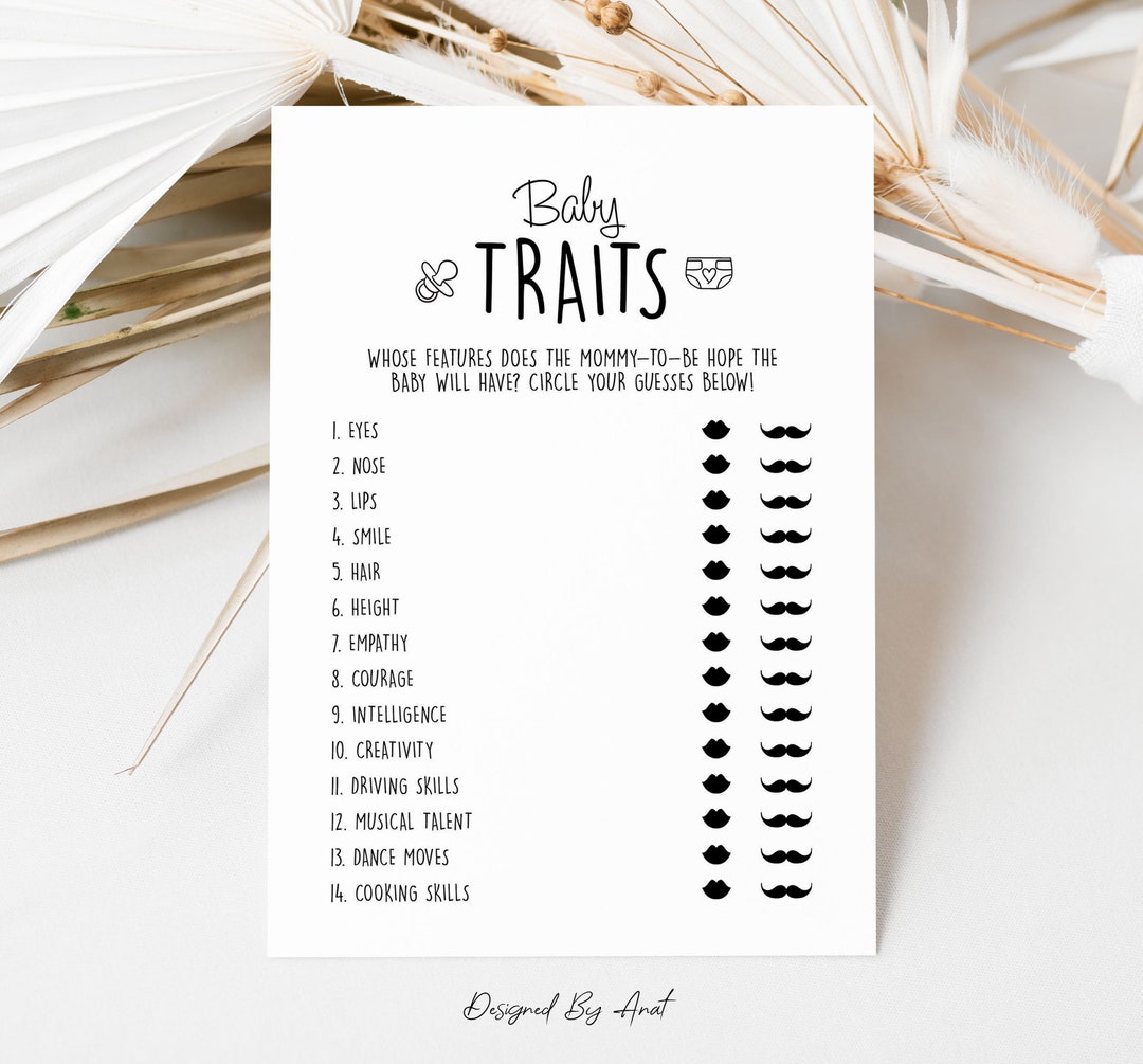 Baby Traits Mom or Dad Guess Who Mommy or Daddy Baby Shower Game ...