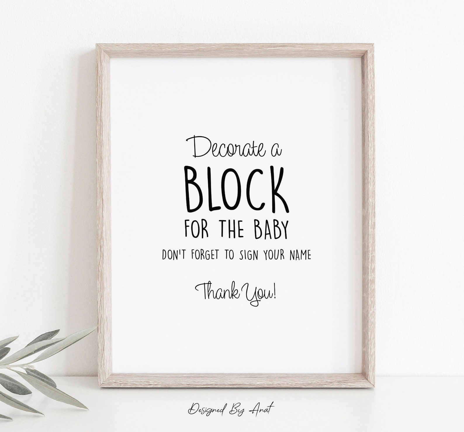 Decorate a Block Baby Shower Guest Book Alternative Blocks Sign, Simple ...