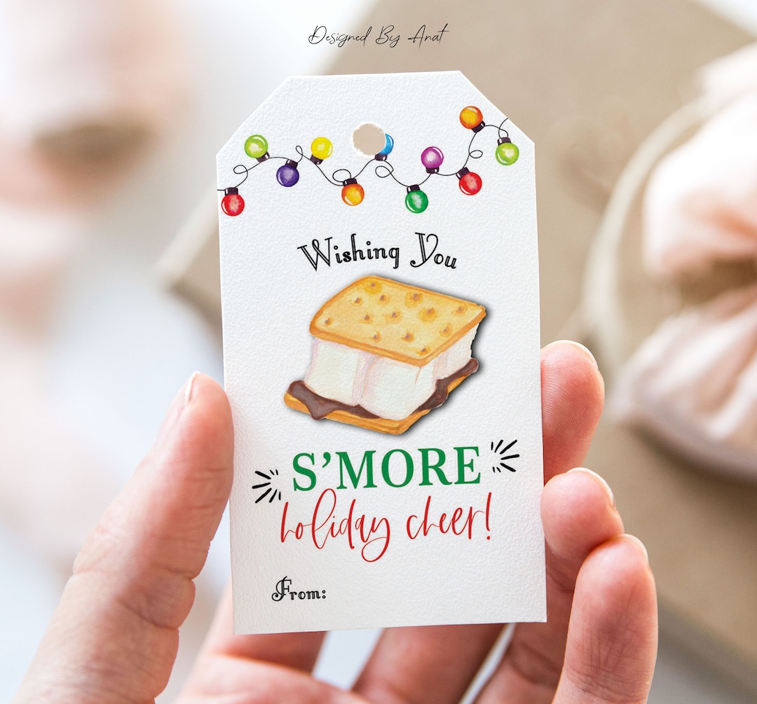 Wishing You Smore Holiday Cheer Tag Printable Christmas Favor - Etsy