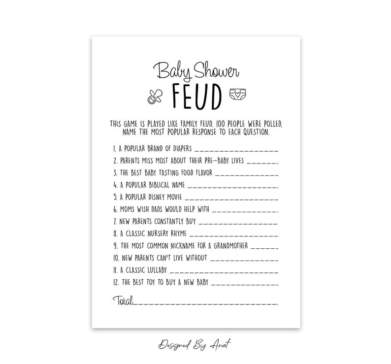 Baby Shower Feud Baby Family Feud Baby Shower Game Simple - Etsy Baby Shower Feud Baby Family Feud Baby Shower Game Simple - Etsy