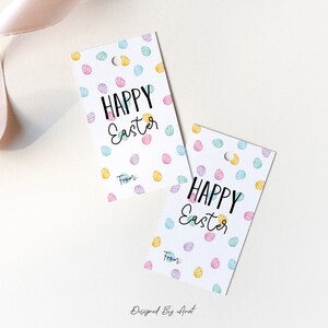 Happy Easter Eggs Tag, Printable Happy Easter Favor Tags, Easter Egg ...