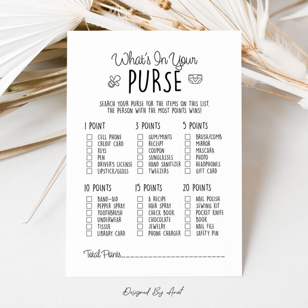 Whats in Your Purse Baby Shower Game - Etsy